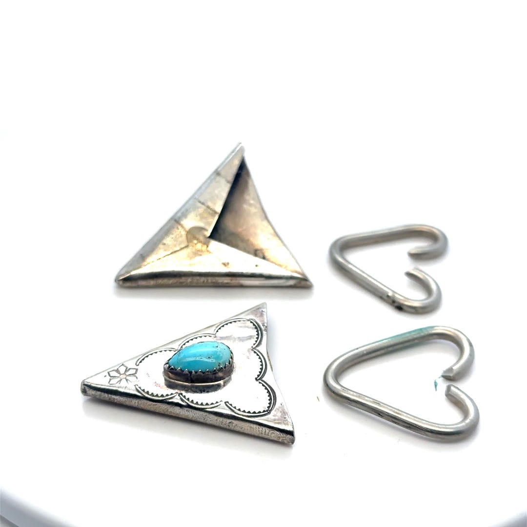 Vintage 1970s Native American Navajo Collar Tips With Turquoise - New ...