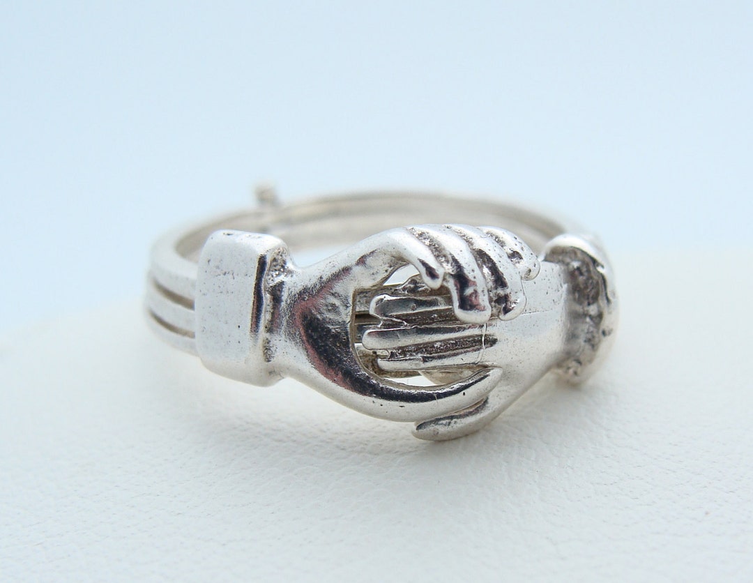 Gimmal 'betrothal' Ring - Sterling Silver - Etsy