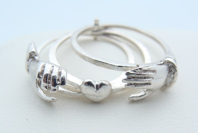 Gimmal 'betrothal' Ring - Sterling Silver - Etsy
