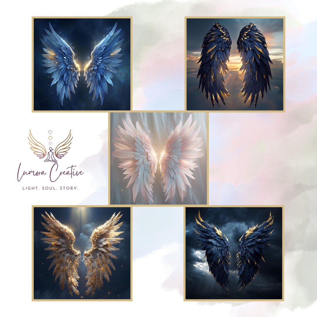 Angel Wall Art Bundle – 5 Printable Spiritual Digital Downloads ...