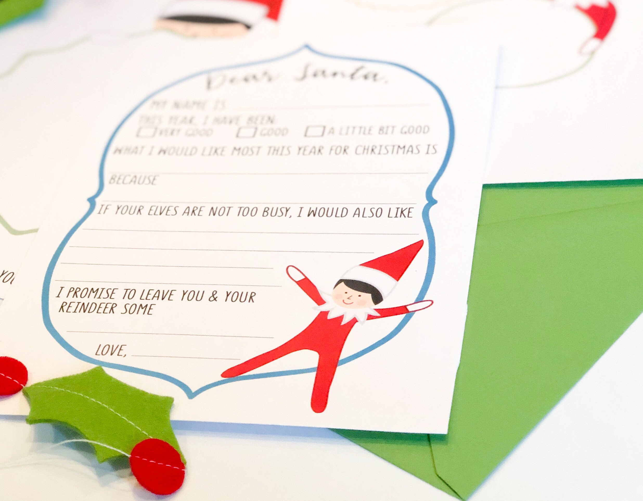 Elf on the Dear Santa Letter Set Holiday Letter to Kris | Etsy