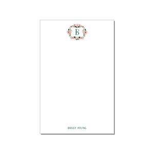 Monogram Floral Wreath Large Notepad Pretty Personalized Desk Pad ...