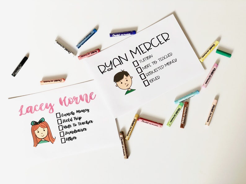 Kids' School Money or Note Envelopes Set Notes to School - Etsy