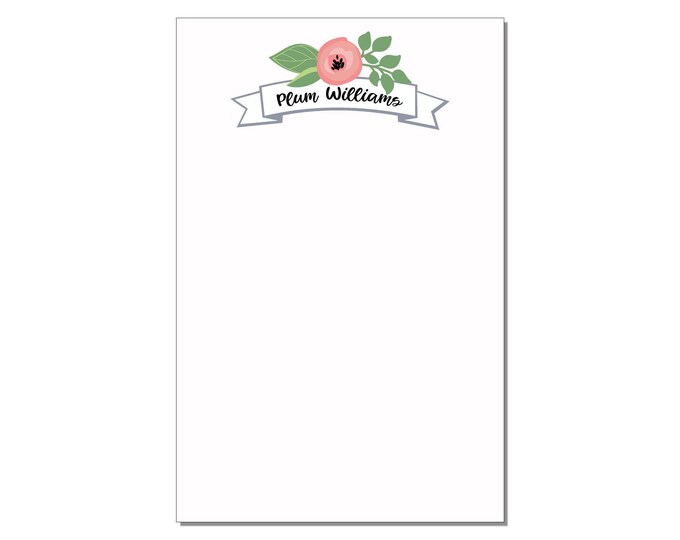 Floral Banner Personalized Large Notepad Set - Ladies Custom Notes ...