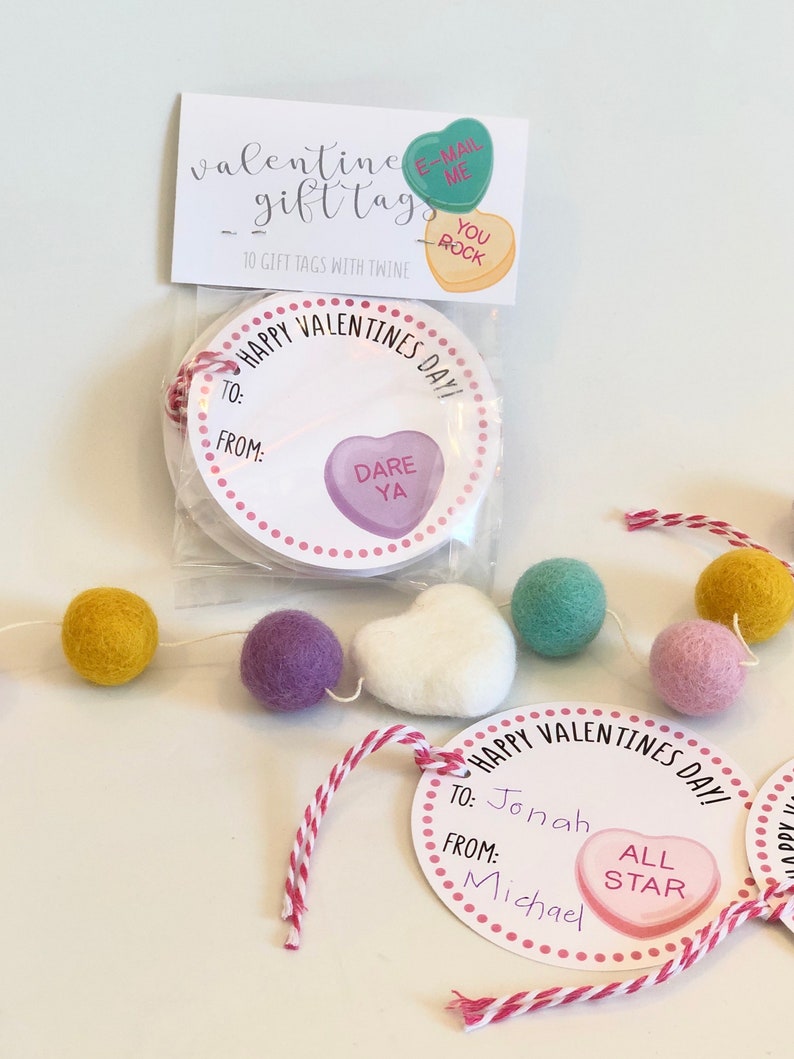 Conversation Heart Gift Tag Set Blank Valentine Tags Love | Etsy