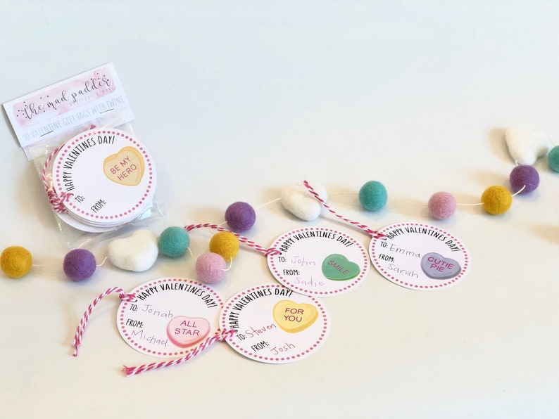 Conversation Heart Gift Tag Set Blank Valentine Tags Love | Etsy