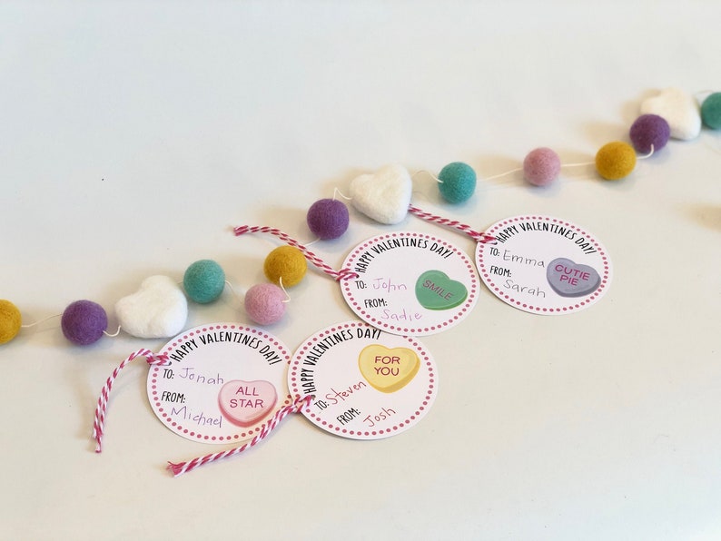 Conversation Heart Gift Tag Set Blank Valentine Tags Love | Etsy