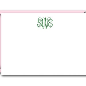 Vine Monogram Flat Note Cards Set Personalized Stationery Professional Correspondence Bridesmaid ...