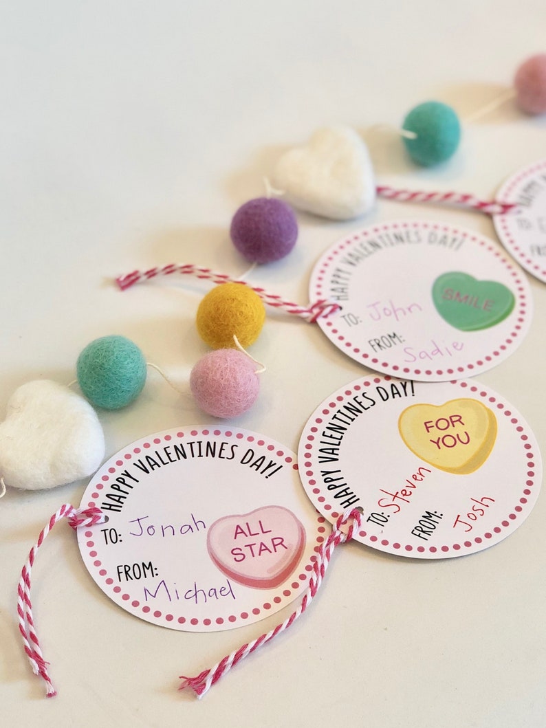 Conversation Heart Gift Tag Set Blank Valentine Tags Love | Etsy