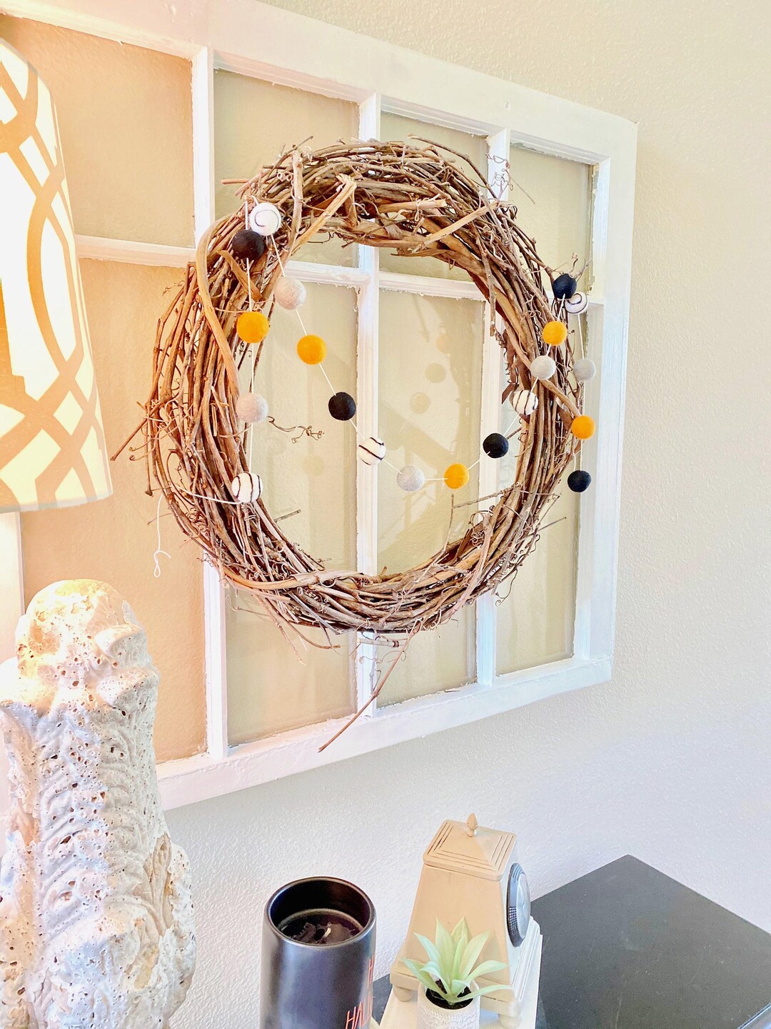 Spooky Felt Ball Garland - Halloween Mantel Decor, 5ft Bunting - Etsy