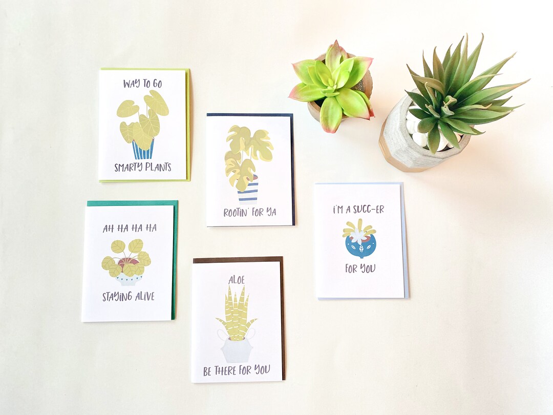 Rootin' for Ya Greeting Note Cards Set House Plants Enthusiasts ...