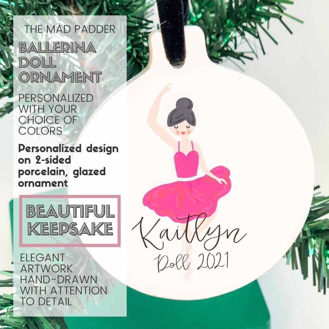 Personalized Nutcracker Ballerina Doll Ornament - Custom Color Ballet ...