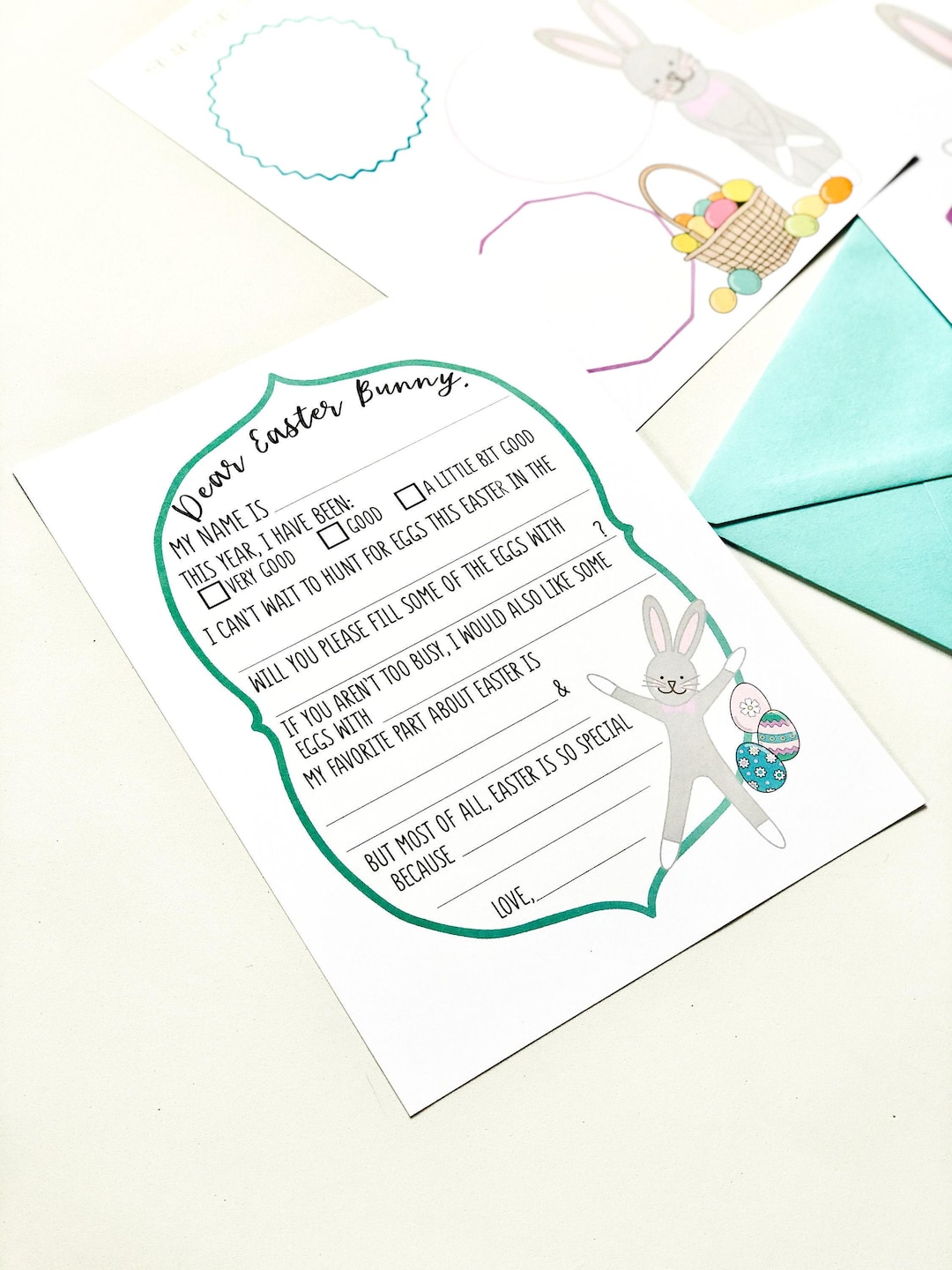 Dear Easter Bunny Letter Set - Fill-in Cardstock (7x10) - Etsy