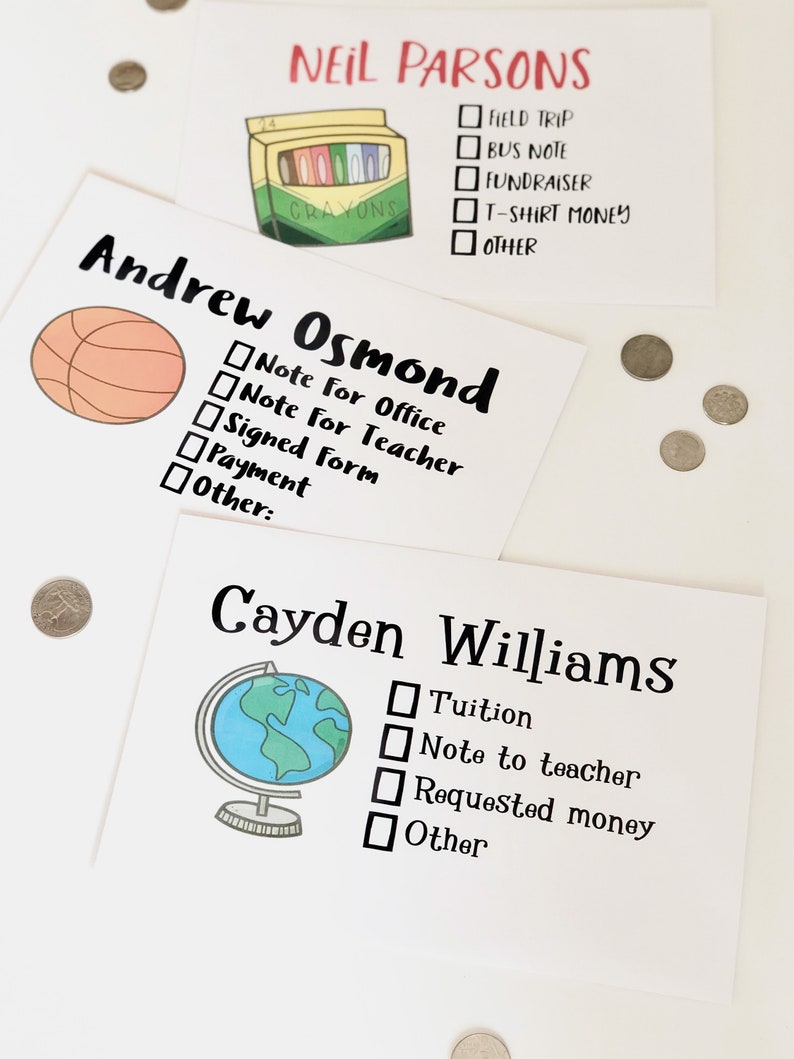 School Days Money or Note Envelopes Set Personalized to | Etsy