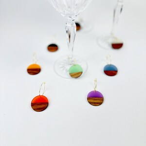 Resin Wood Disc Wine Glass Charm Set - Hostess Gift - Wine Lover ...
