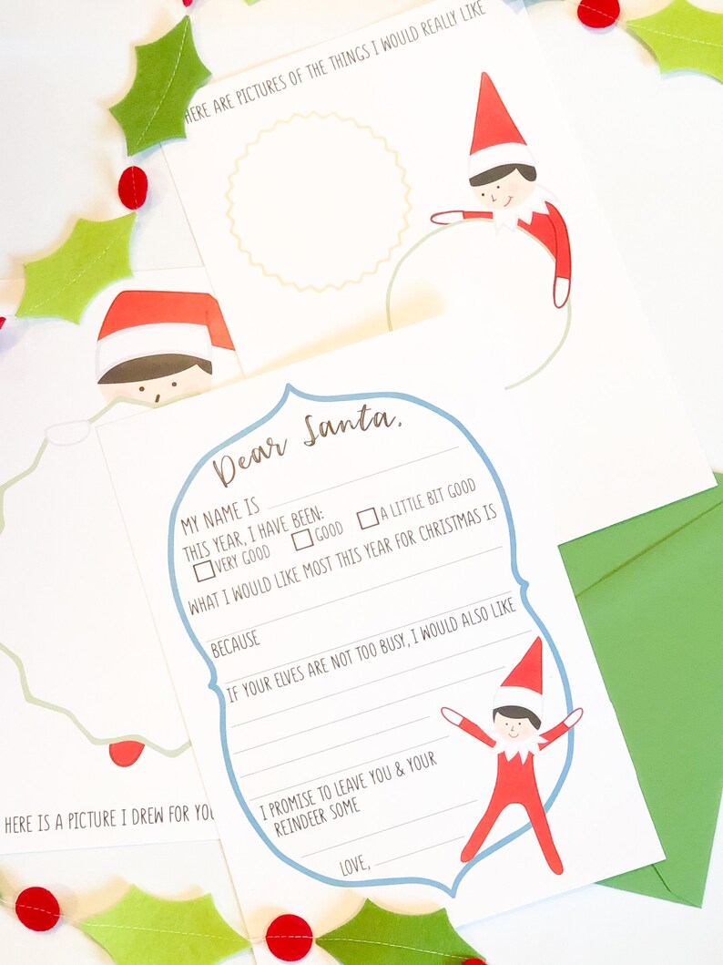 Elf on the Dear Santa Letter Set Holiday Letter to Kris | Etsy