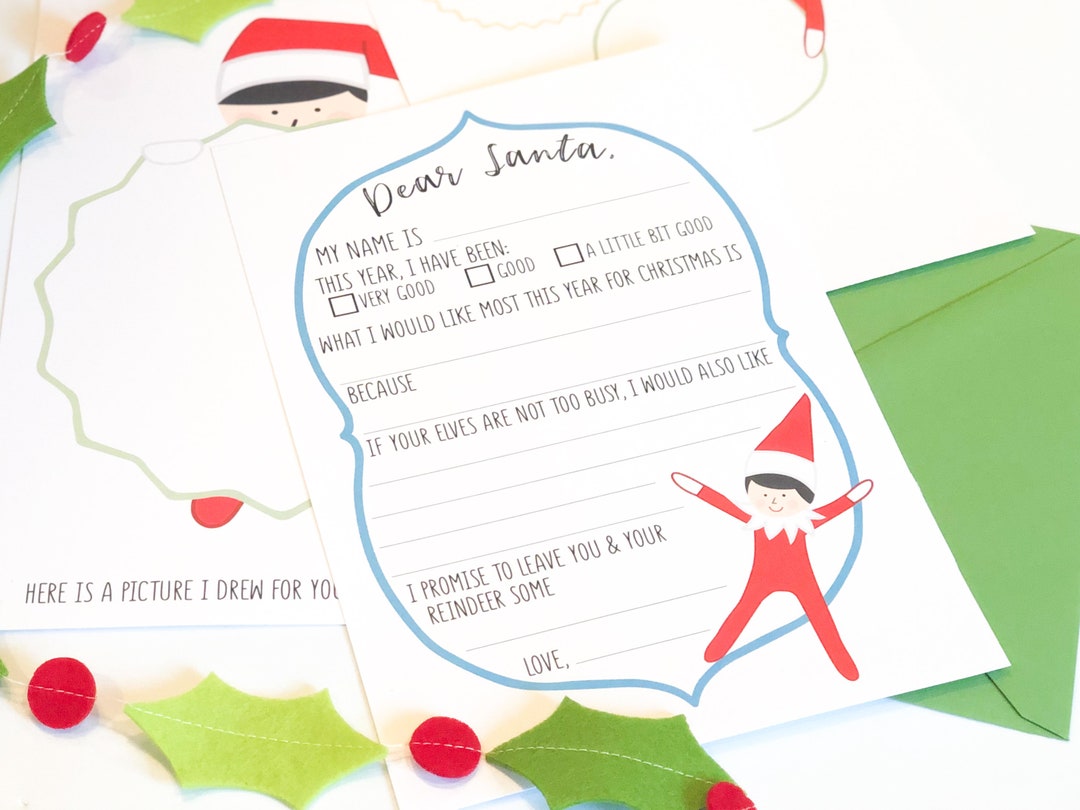 Elf on the Dear Santa Letter Set Holiday Letter to Kris - Etsy