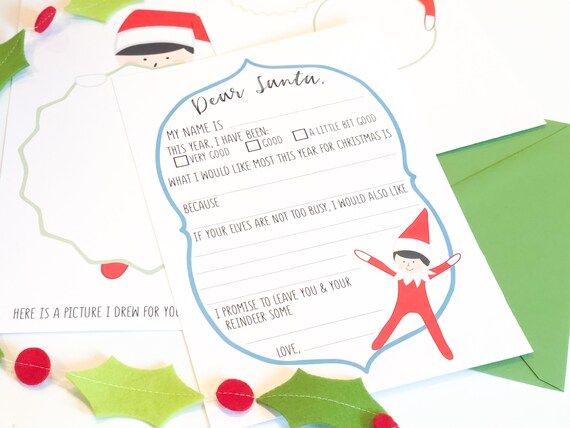 Elf on the Dear Santa Letter Set Holiday Letter to Kris | Etsy