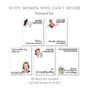 Witty Women Who Can't Decide Notepads Retro Housewife Humor Gift for ...