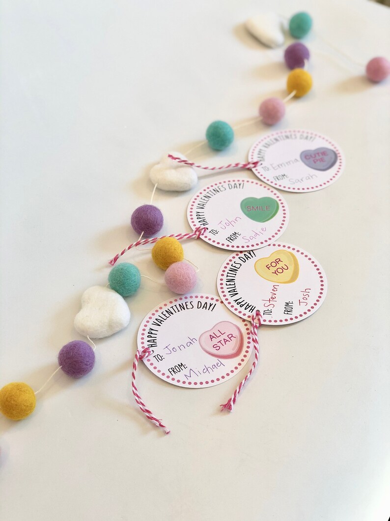 Conversation Heart Gift Tag Set Blank Valentine Tags Love | Etsy