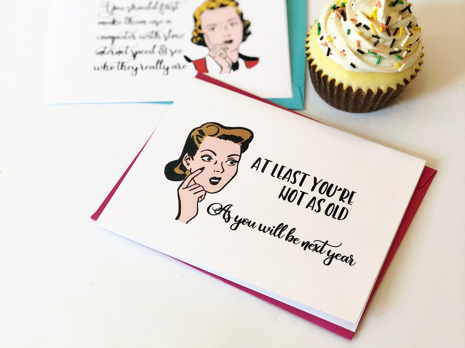 Witty Women Wishing You Happiness Greeting Cards Set Retro | Etsy