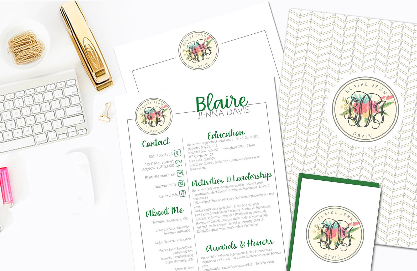 Floral Monogram Sorority Rush Packet Print and Digital Files - Etsy