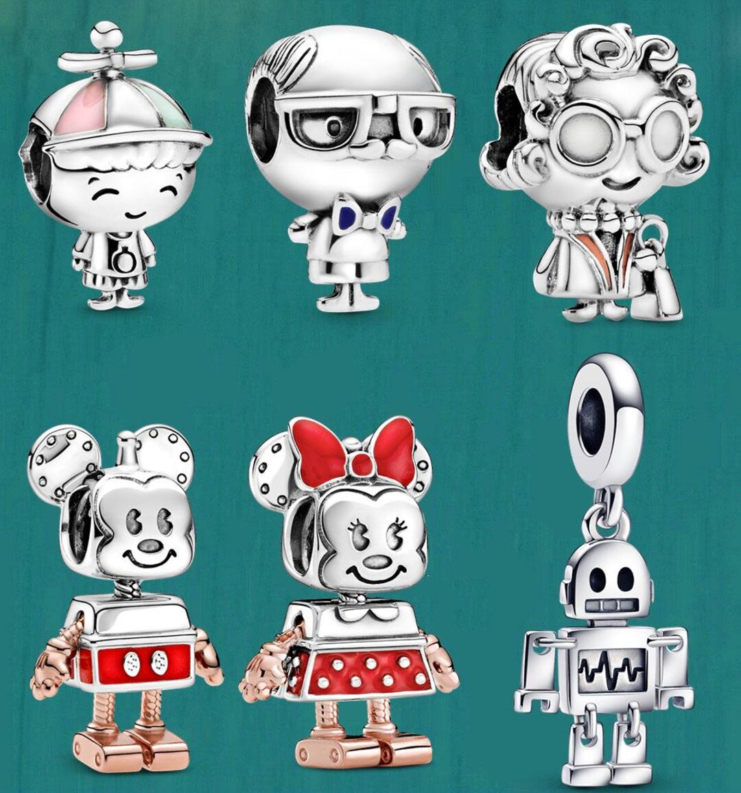 S925 Sterling Silver People & Robot Pandora Jewelry Charms Collection ...