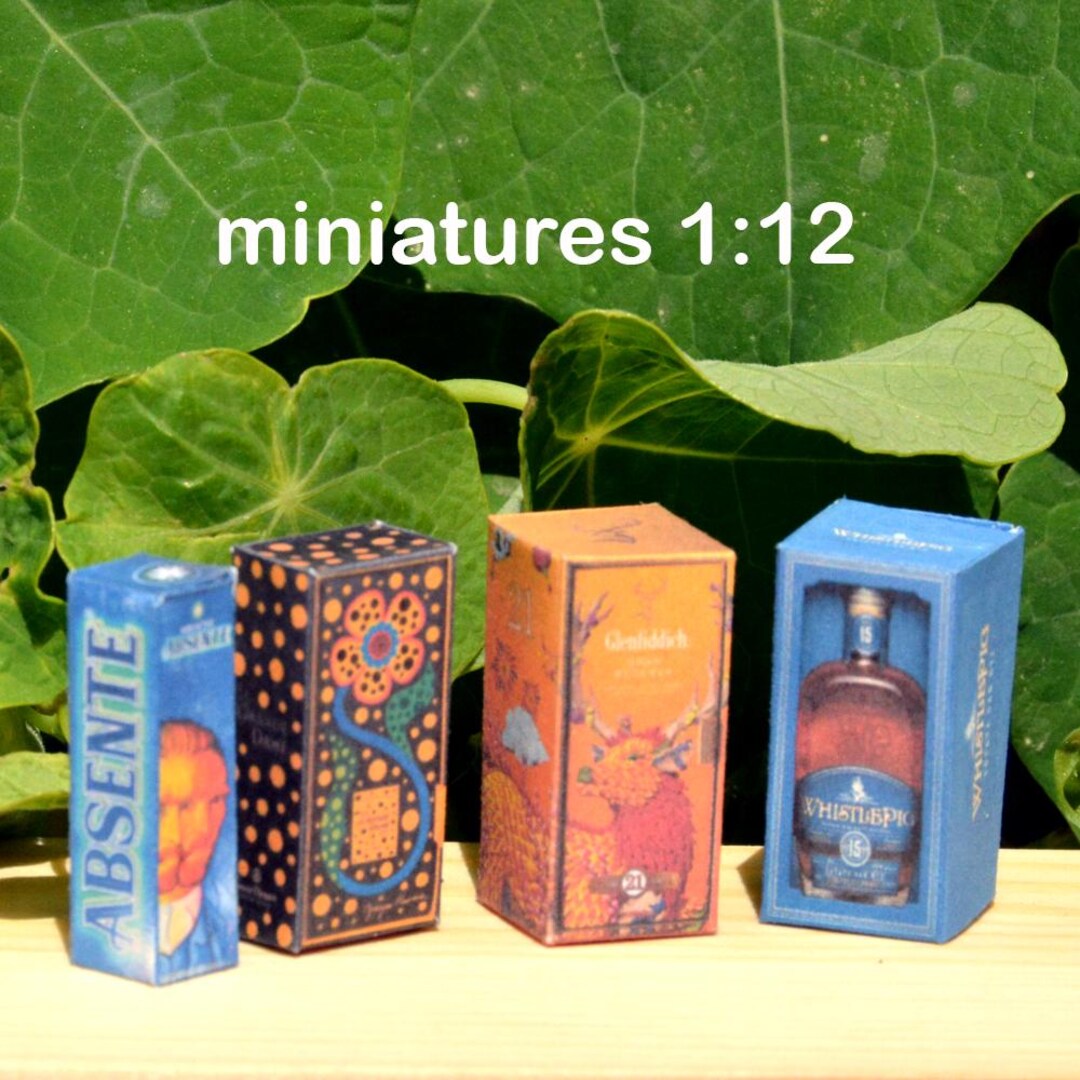 Miniature Whiskey, Wine & Absinthe Boxes DIY Printable Kit – 1:12 Scale ...