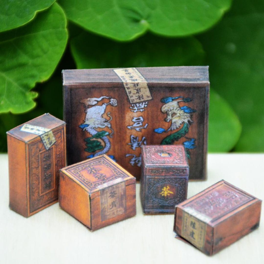 Miniature Chinese Tea Boxes 1:12 Printable Dollhouse Tea Packaging DIY ...