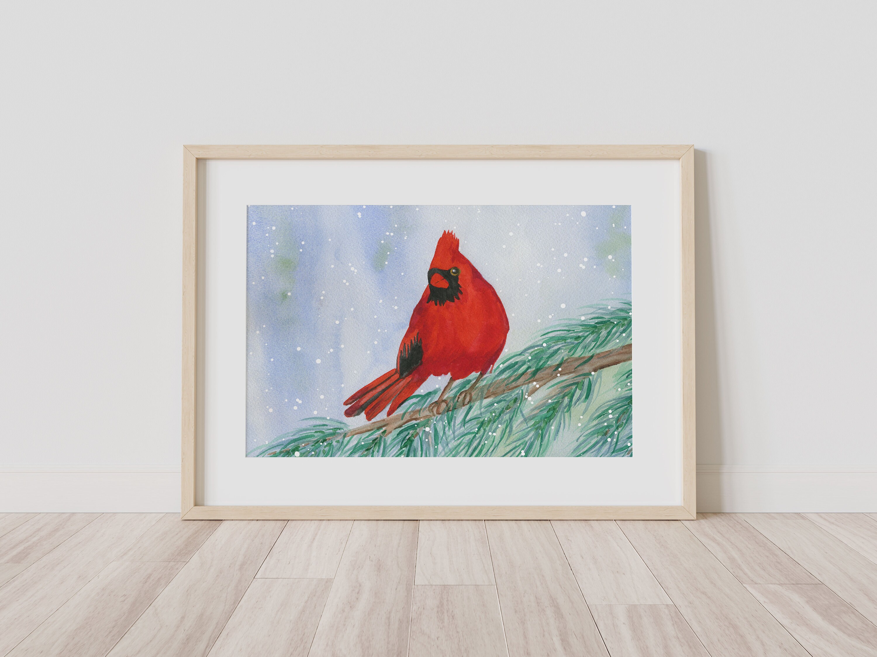 Red Cardinal in the Snow Print From Original Watercolor 8 X | Etsy
