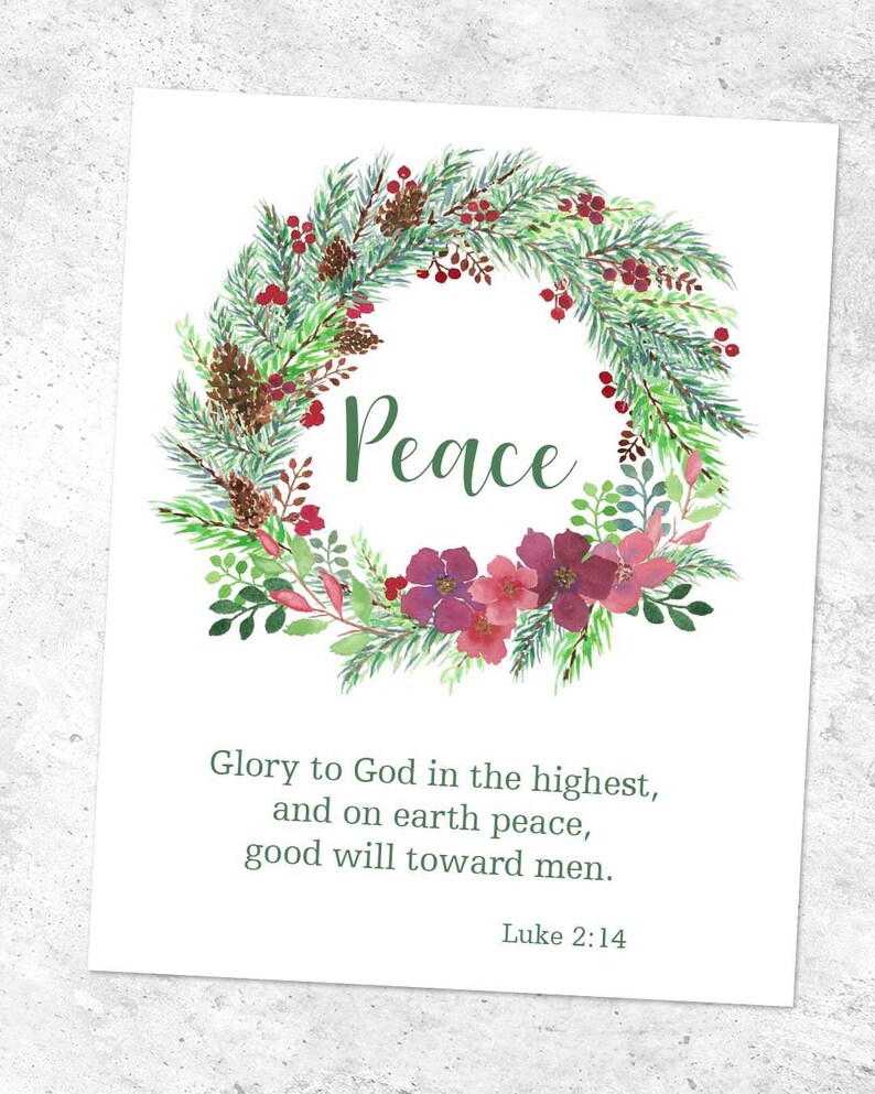 Watercolor Christmas Advent Wreath Display Prints Set: Hope, Peace, Joy ...