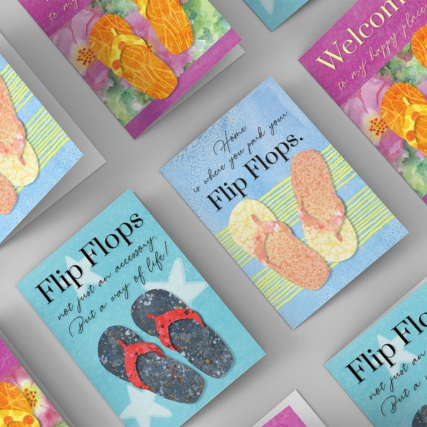 Flip Flop Note Cards - Etsy