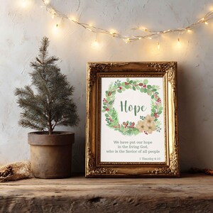 Watercolor Christmas Advent Wreath Display Prints Set: Hope, Peace, Joy ...