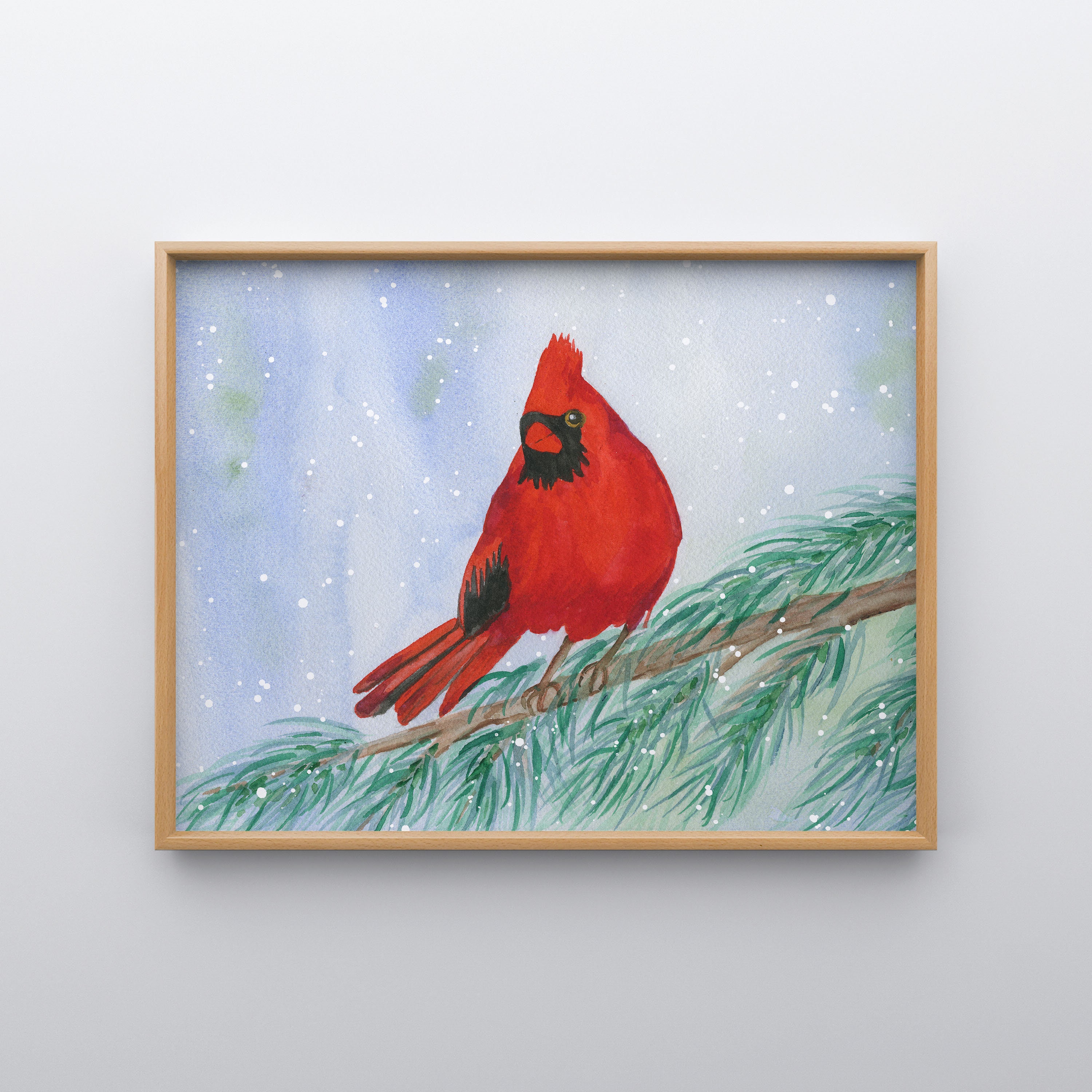 Red Cardinal in the Snow Print From Original Watercolor 8 X | Etsy