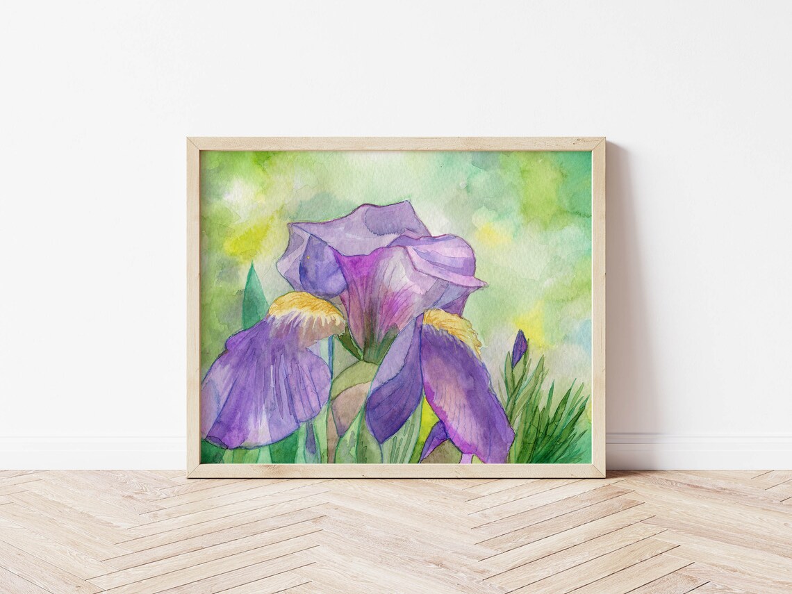 Purple Iris Watercolor Print From Original Watercolor 5 X 7 | Etsy