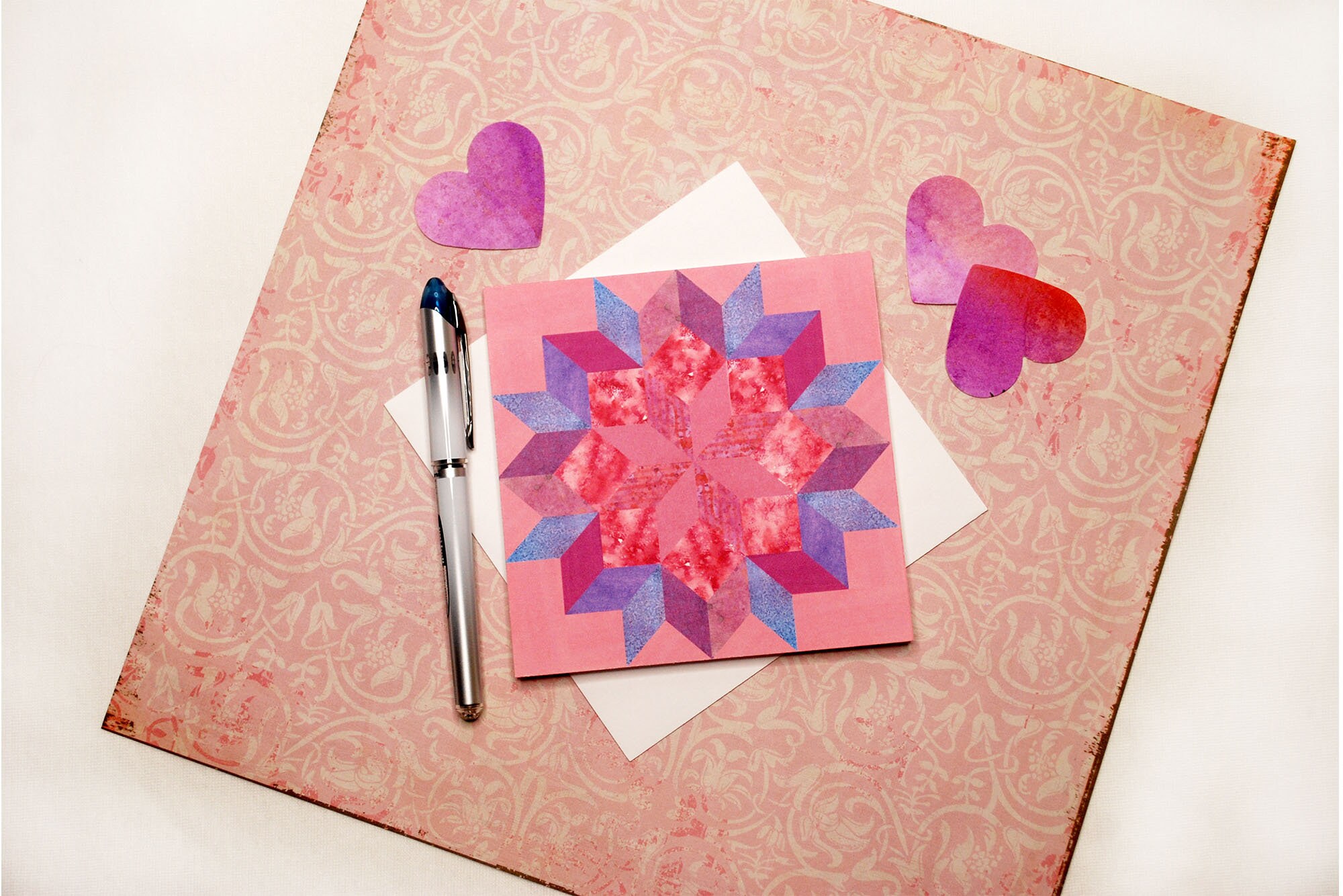 Bright Watercolor Quilt Square Card Set of 6 Quilt Note Cards, Quilt ...