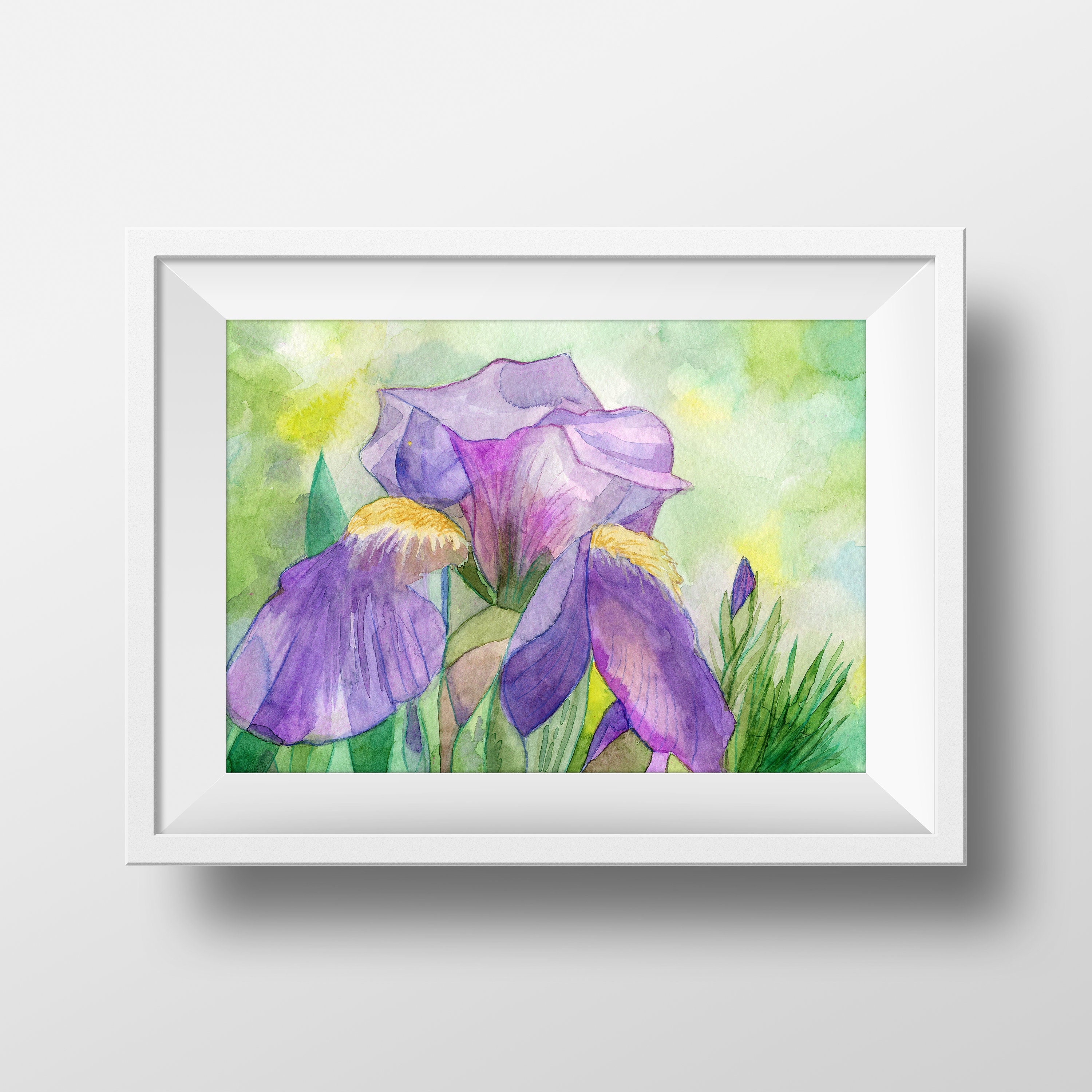Purple Iris Watercolor Print From Original Watercolor, 5 X 7, 8 X 10 ...