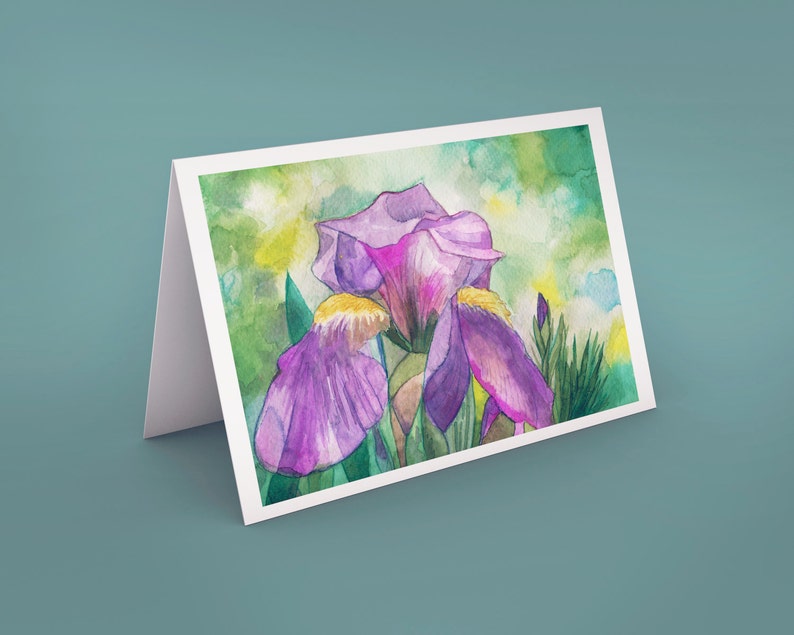 Iris Note Card Set of Eight from Four Original Watercolors | Etsy