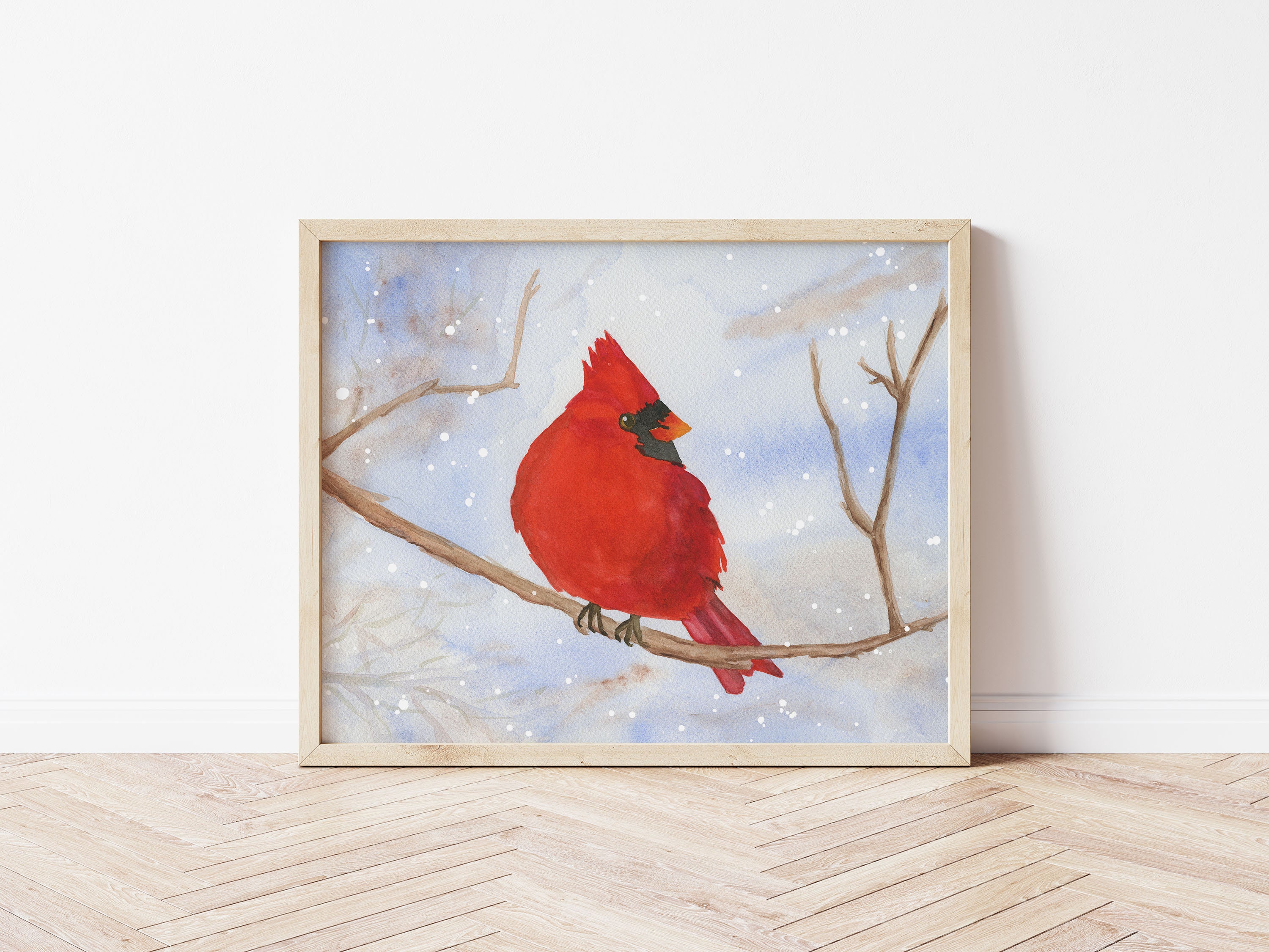Red Cardinal in the Snow Print From Original Watercolor 8 X - Etsy