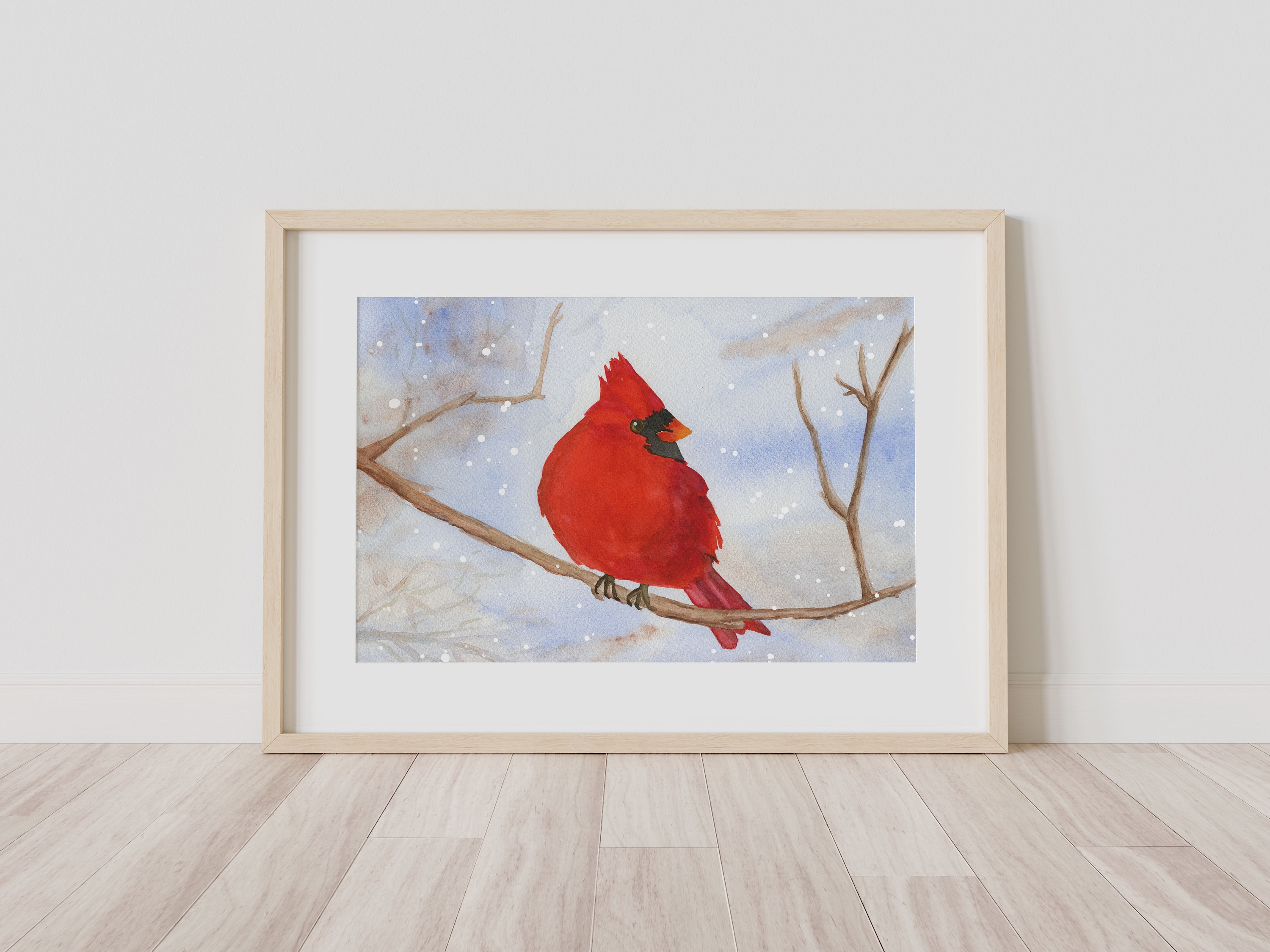 Red Cardinal in the Snow Print From Original Watercolor 8 X - Etsy