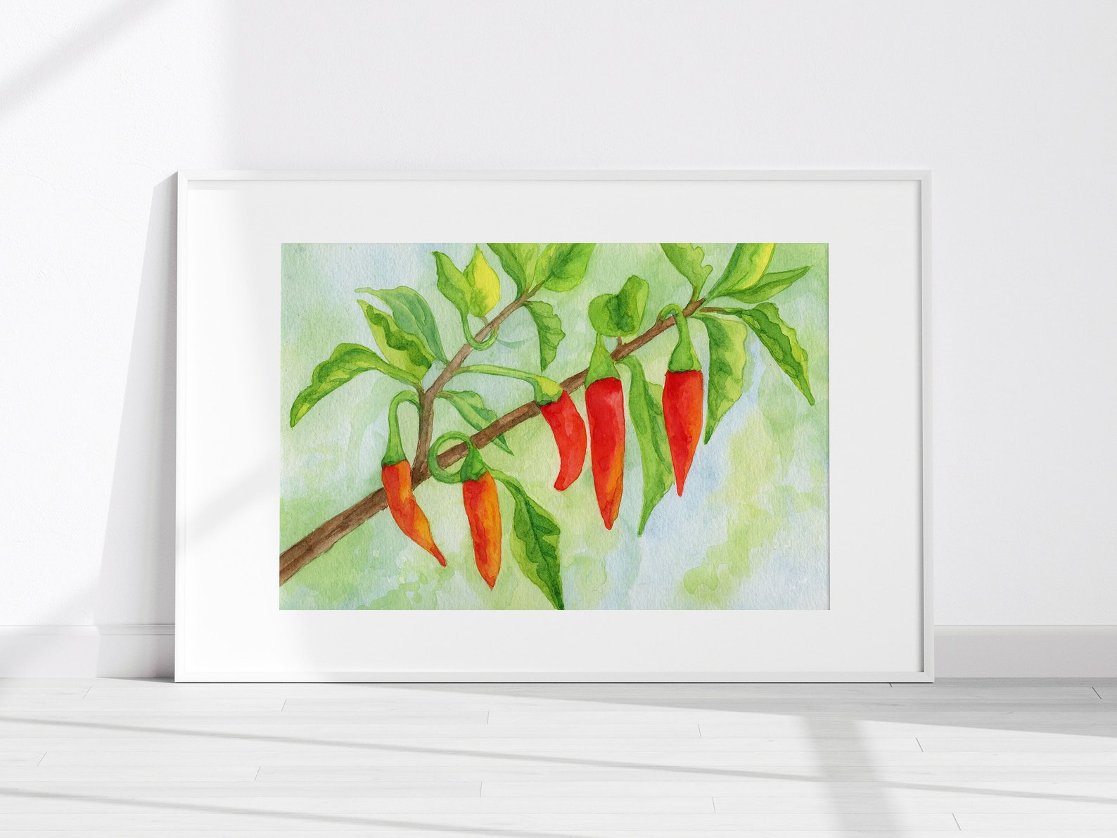 Red Chili Pepper Original Watercolor Painting, Kitchen Wall Art (11 X ...