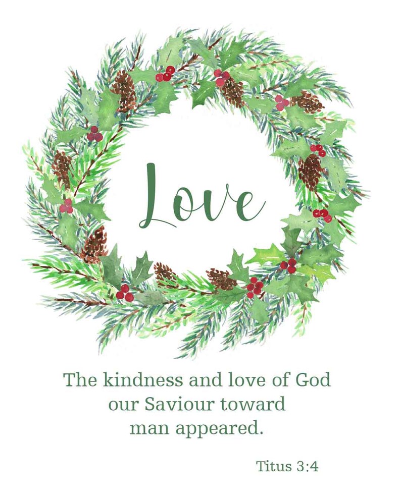 Watercolor Christmas Advent Wreath Display Prints Set: Hope, Peace, Joy ...