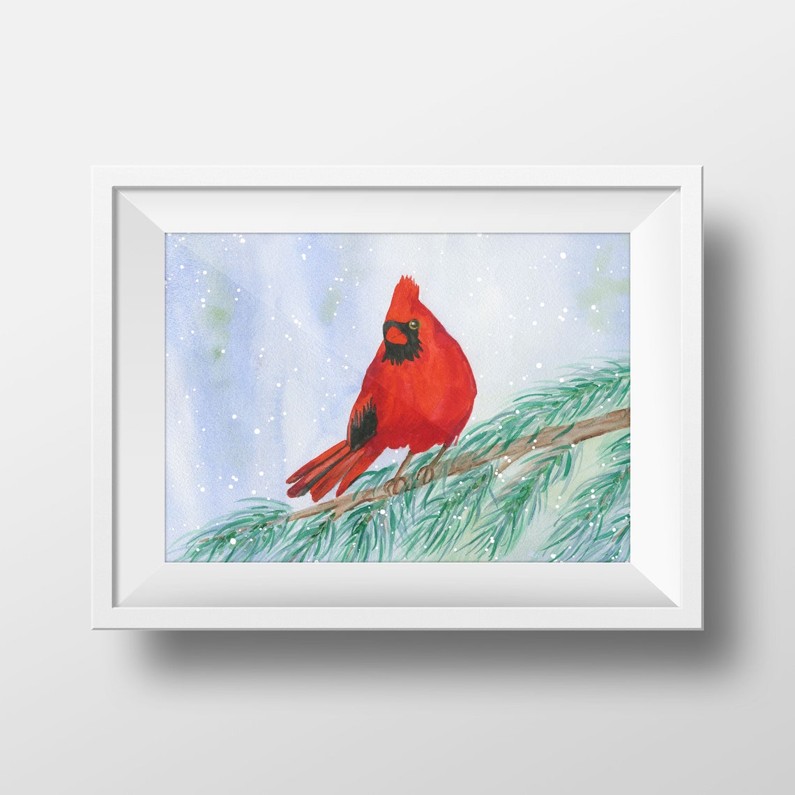 Red Cardinal in the Snow Print From Original Watercolor 8 X - Etsy