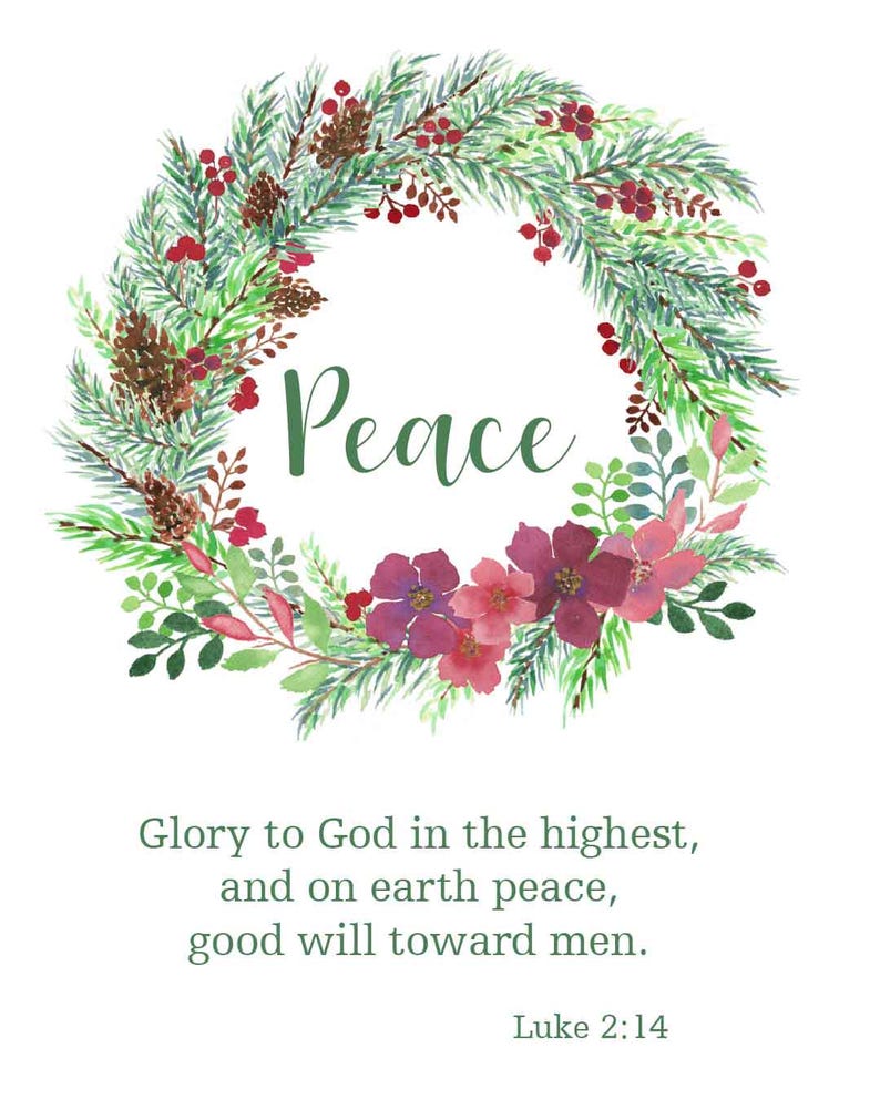 Watercolor Christmas Advent Wreath Display Prints Set: Hope, Peace, Joy ...