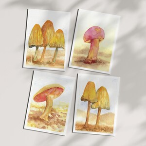 Mushroom Watercolor Notecards – Set of Eight From Four Original ...