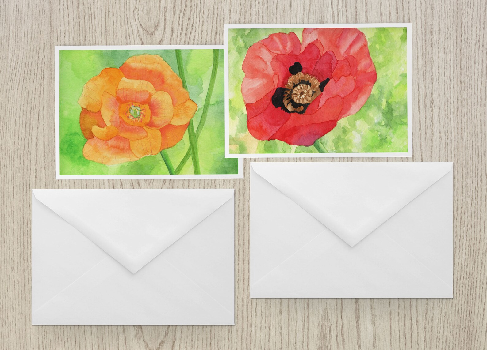 Poppy Note Card Set of Eight From Original Watercolors Poppy - Etsy