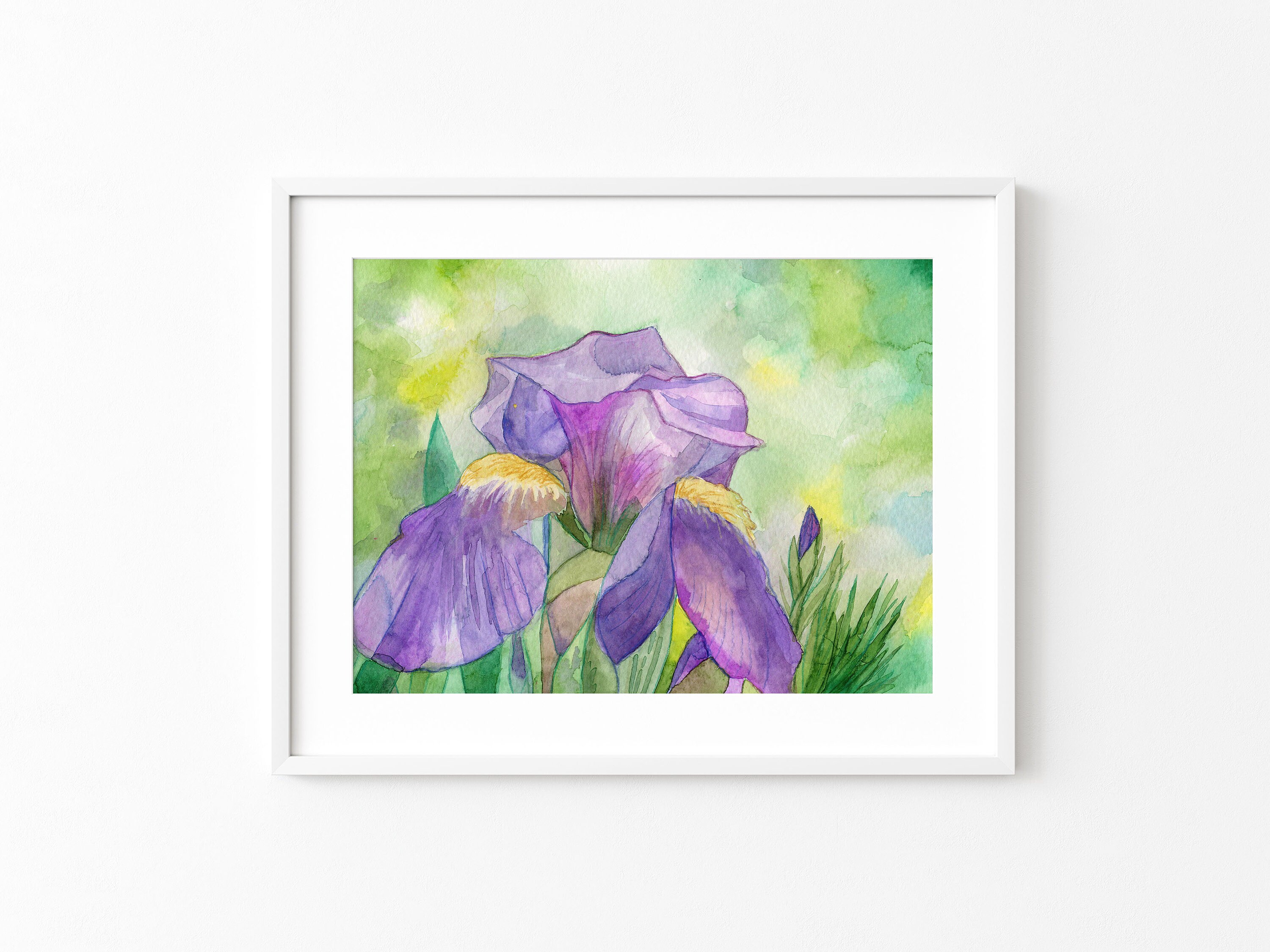 Purple Iris Watercolor Print From Original Watercolor, 5 X 7, 8 X 10 ...