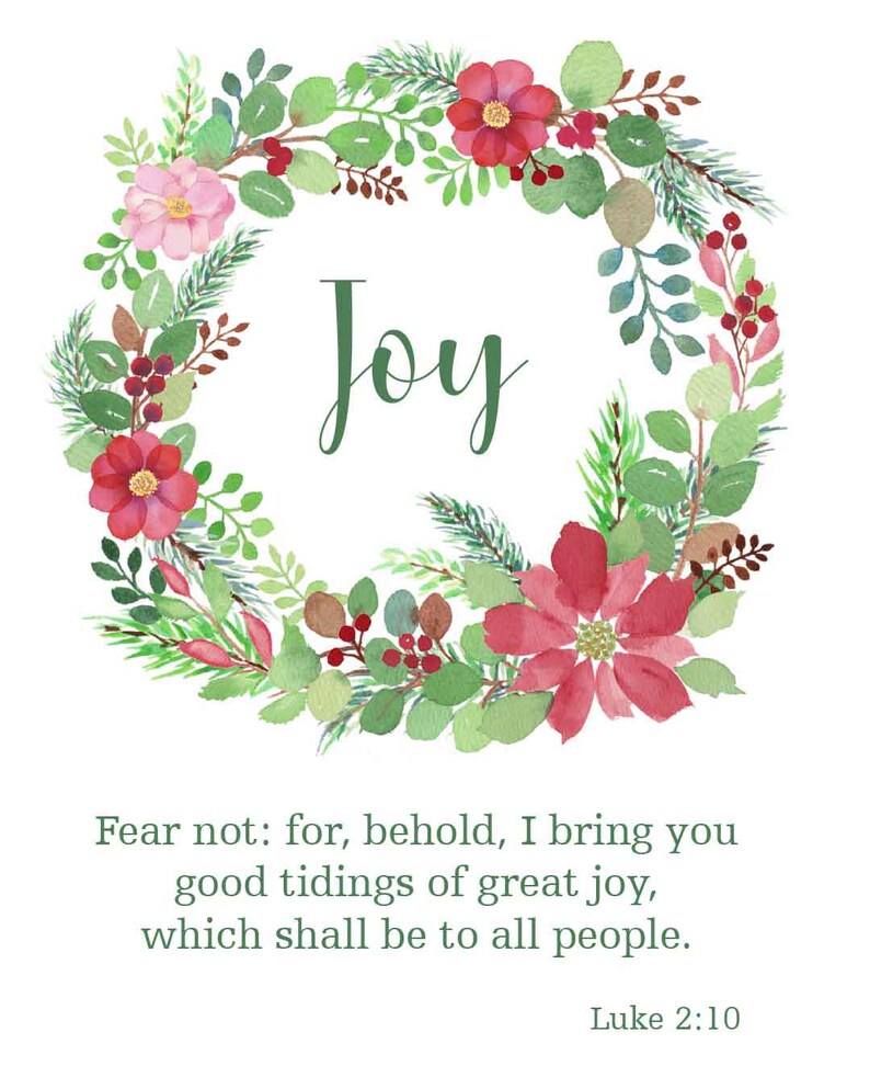 Watercolor Christmas Advent Wreath Display Prints Set: Hope, Peace, Joy ...