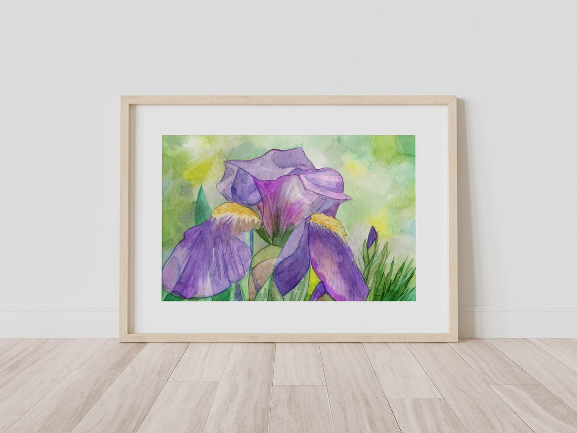 Purple Iris Watercolor Print From Original Watercolor 5 X 7 | Etsy