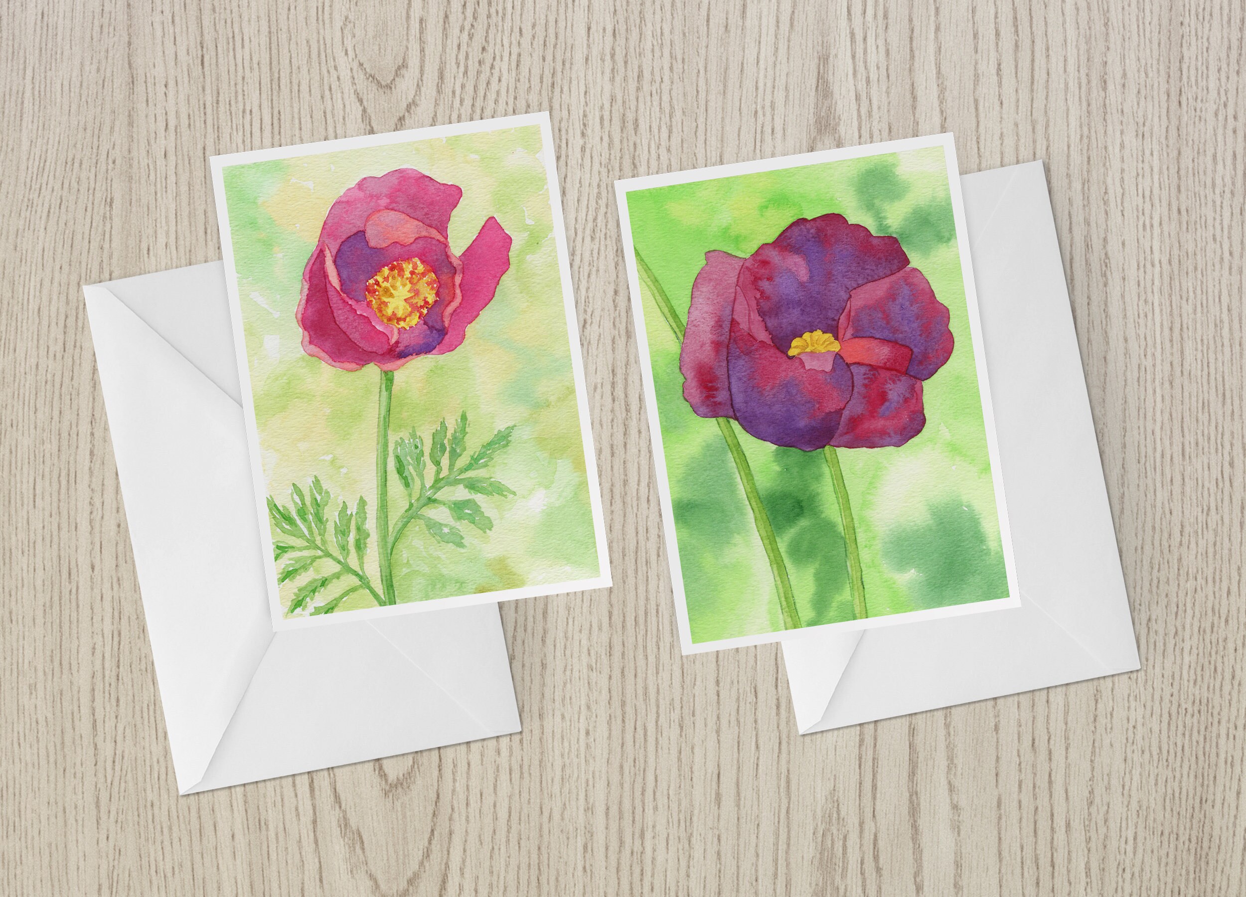 Poppy Note Card Set of Eight From Original Watercolors Poppy - Etsy